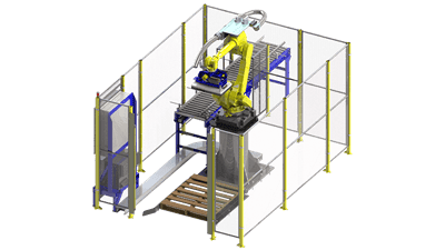 Flexible robotic palletizing station - EV Design & Manufacturing