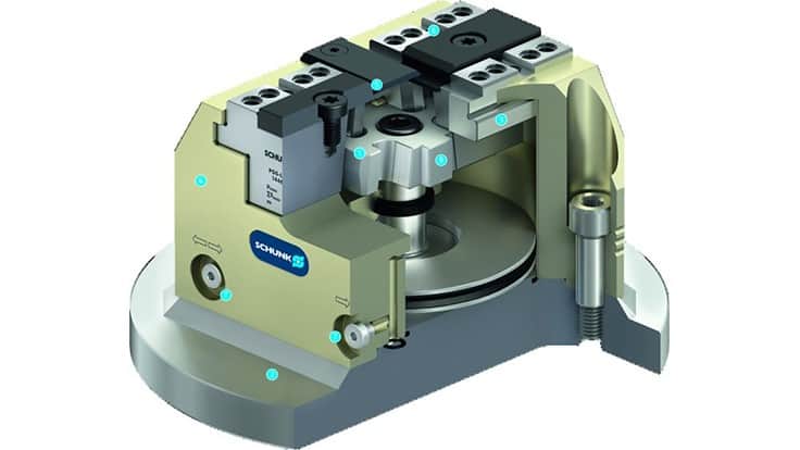 Schunk’s Tandem PGS3 pneumatic clamping vise - EV Design & Manufacturing